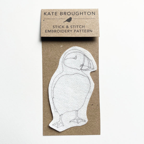 Puffin 'stick and stitch' embroidery design – katebroughton