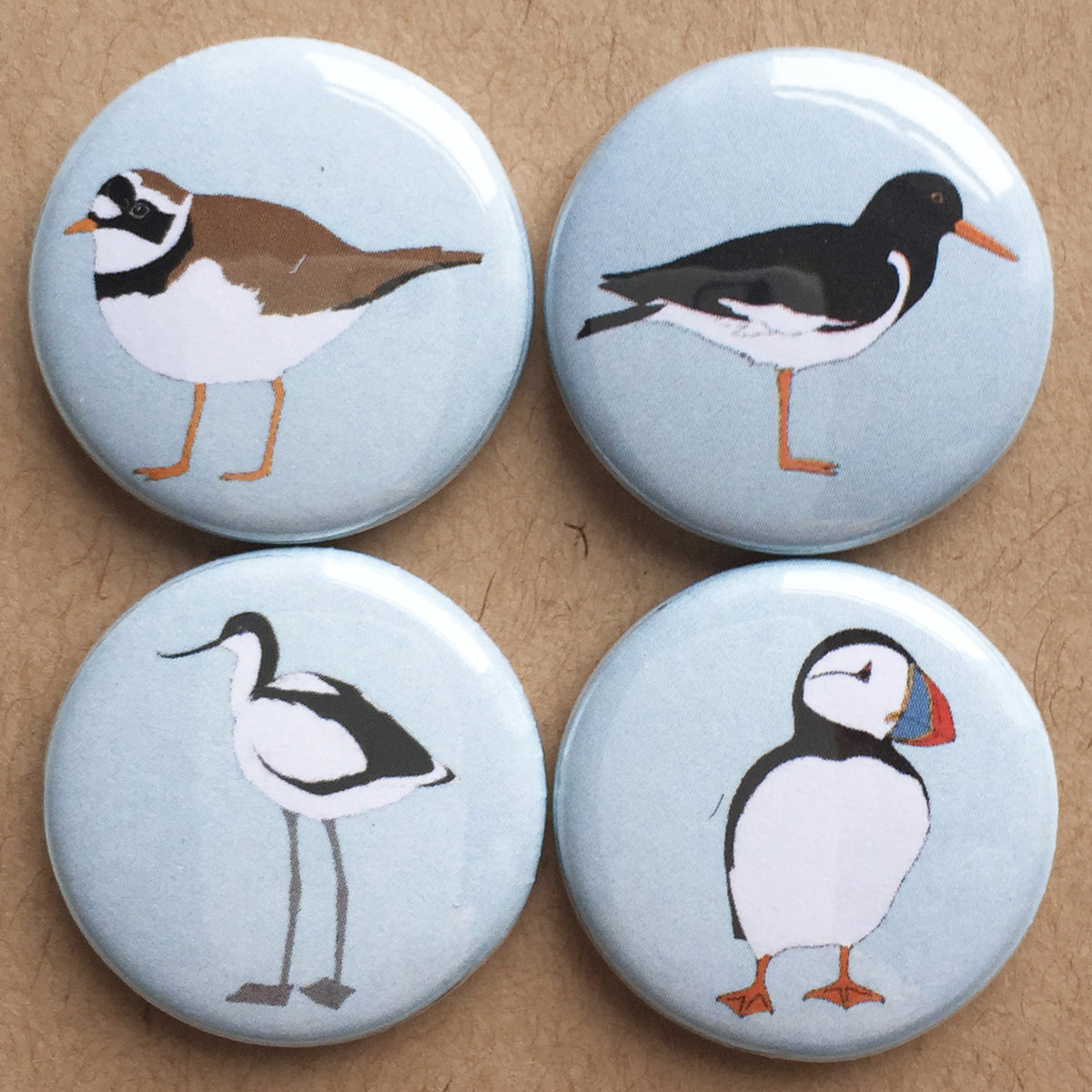 Coastal bird badge set – katebroughton