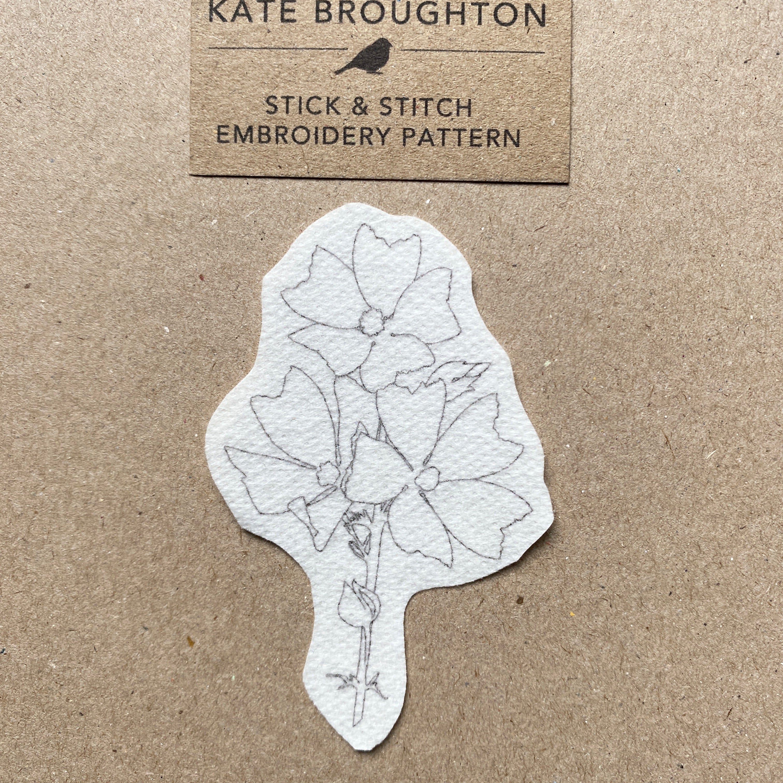 musk mallow wildflower 'stick and stitch' embroidery design – katebroughton